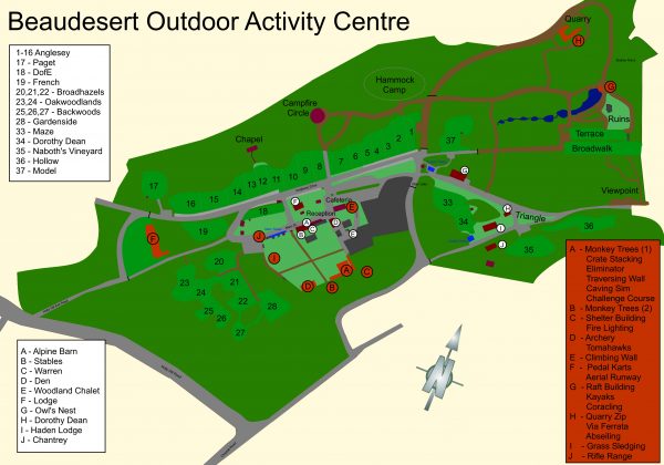 Centre Maps | Beaudesert Outdoor Activity Centre